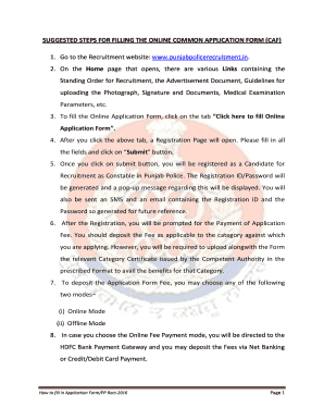 Fillable Online SUGGESTED STEPS FOR FILLING THE ONLINE COMMON ...