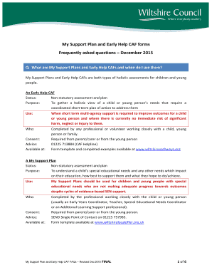 Fillable Online My Support Plan and Early Help CAF forms Fax Email ...