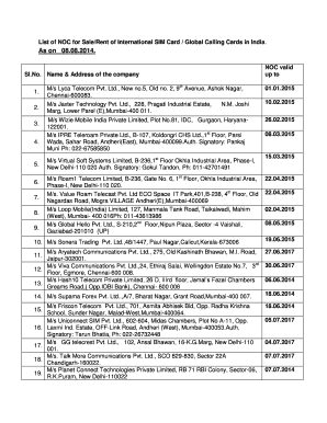 Fillable Online List of NOC for Sale/Rent of International SIM Card ...
