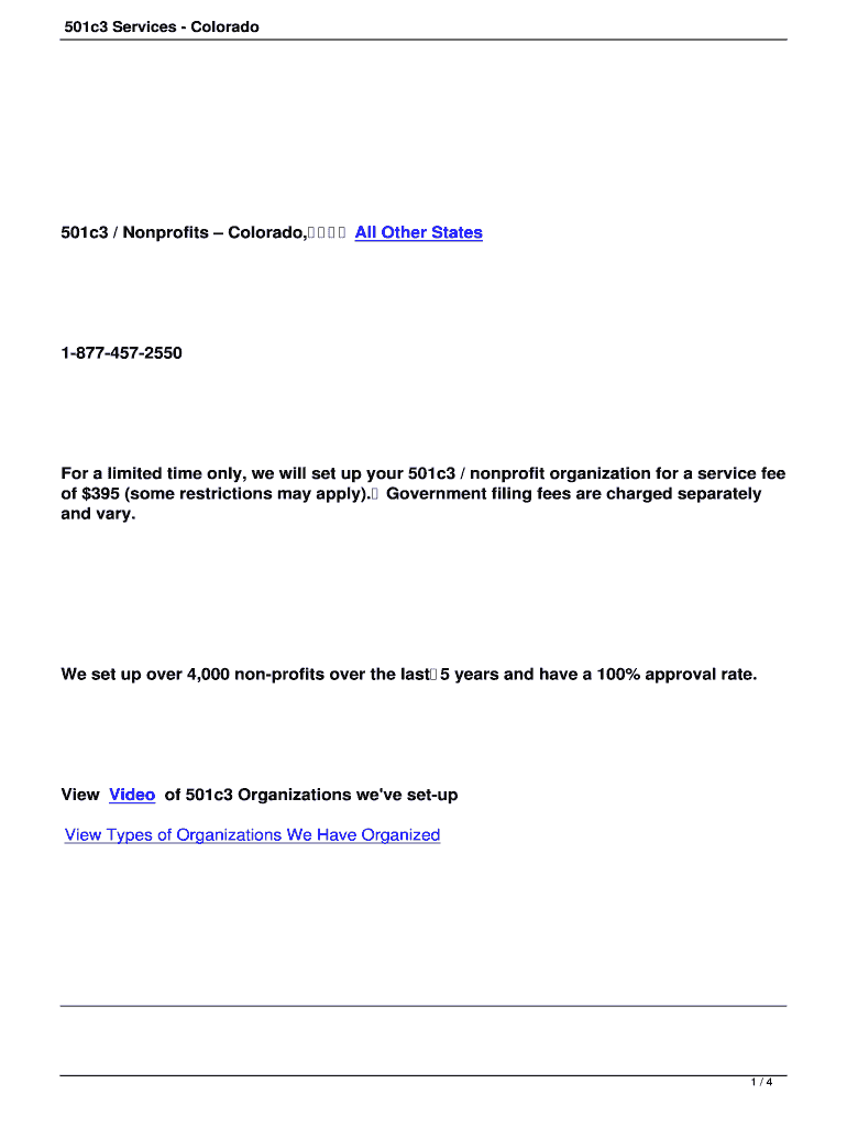 Fillable Online 501c3 Services - Colorado Fax Email Print - pdfFiller