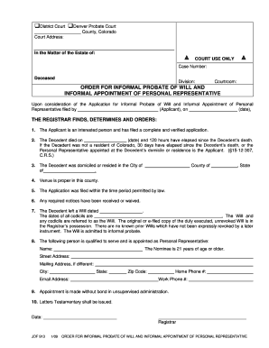 Fillable Online INFORMAL APPOINTMENT OF PERSONAL REPRESENTATIVE Fax Email Print - pdfFiller