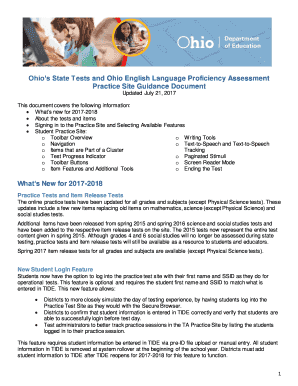 Fillable Online Ohios State Tests and Ohio English Language Proficiency ...