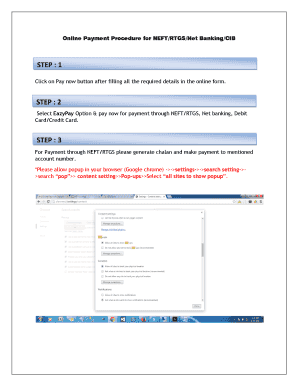 Fillable Online Online Payment Procedure for NEFT/RTGS/Net Banking/CIB ...