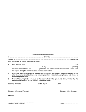 Fillable Online VERNACULAR DECLARATION Fax Email Print - pdfFiller