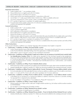 Fillable Online CENTRAL KYC REGISTRY INSTRUCTIONS / CHECK LIST ...