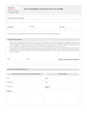 Fillable Online KYC IN PERSON VERIFICATION (IPV) FORM Fax Email Print ...