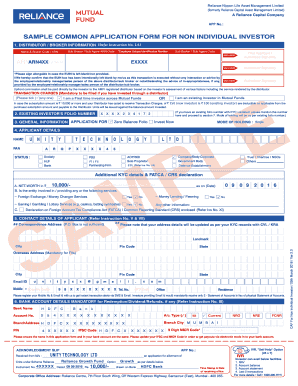 Fillable Online SAMPLE COMMON APPLICATION FORM FOR NON INDIVIDUAL ...