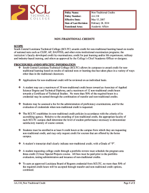 Fillable Online Non-Traditional Credits Fax Email Print - pdfFiller