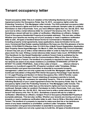 Fillable Online Tenant occupancy letter Fax Email Print - pdfFiller