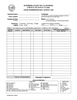 Fillable Online COURT INTERPRETER DAILY ACTIVITY LOG Fax Email Print ...