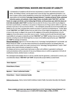 Fillable Online UNCONDITIONAL WAIVER AND RELEASE OF LIABILITY Fax Email ...