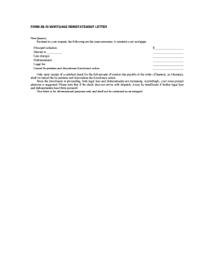 Fillable Online 70 MORTGAGE REINSTATEMENT LETTER Fax Email Print ...