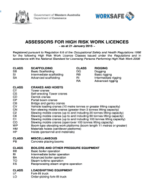 Fillable Online ASSESSORS FOR HIGH RISK WORK LICENCES Fax Email Print ...