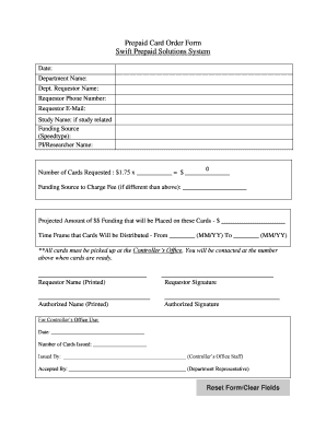 Fillable Online Prepaid Card Order Form Fax Email Print - pdfFiller