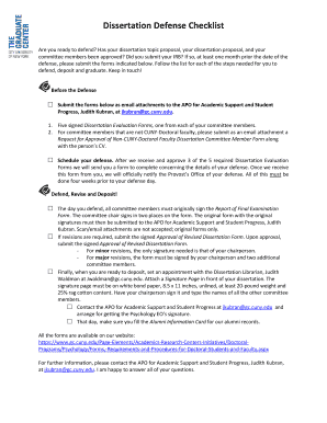 Fillable Online Dissertation Defense Checklist Fax Email Print - pdfFiller