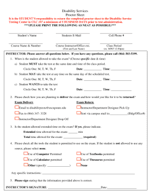 Fillable Online Proctor Sheet Fax Email Print - pdfFiller