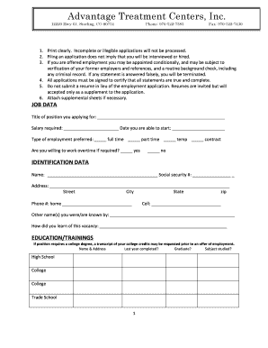 Fillable Online Advantage Treatment Centers, Inc Fax Email Print ...
