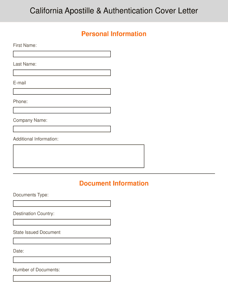 Fillable Online California Apostille & Authentication Cover Letter Fax ...
