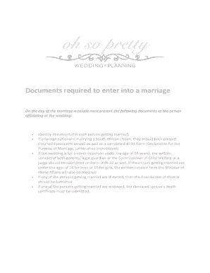 Fillable Online Documents required to enter into a marriage Fax Email ...