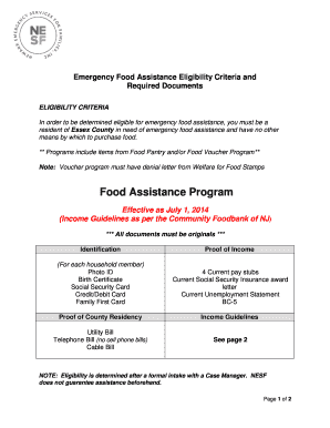 Fillable Online Emergency Food Assistance Eligibility Criteria and Fax ...