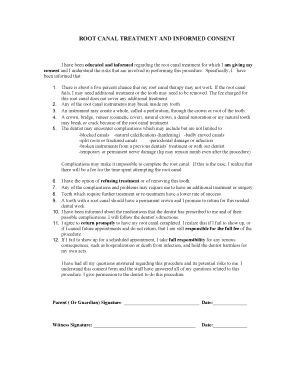 Fillable Online ROOT CANAL TREATMENT AND INFORMED CONSENT Fax Email ...