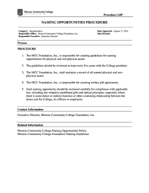 Fillable Online NAMING OPPORTUNITIES PROCEDURE Fax Email Print - pdfFiller