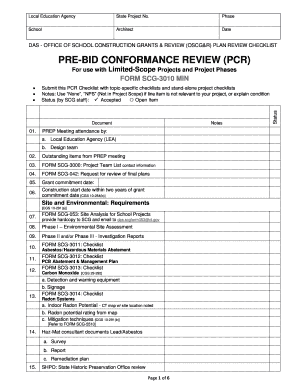 Fillable Online FORM SCG-3010 MAJ PCR checklist - major projects - CT ...