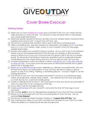 Fillable Online COUNT DOWN CHECKLIST Fax Email Print - pdfFiller