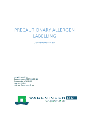 Fillable Online PRECAUTIONARY ALLERGEN Fax Email Print - pdfFiller
