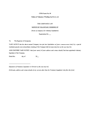 Fillable Online Notice of Voluntary Winding Up (O Fax Email Print ...