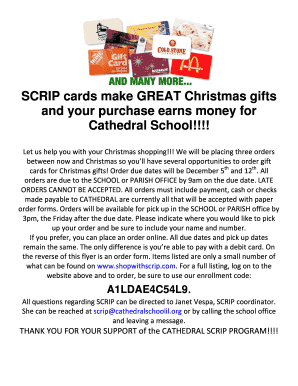 Fillable Online SCRIP cards make GREAT Christmas gifts Fax Email Print ...