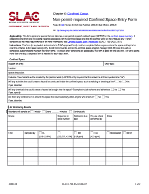 Non-permit-required Confined Space Entry Doc Template | pdfFiller