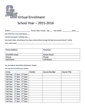 Fillable Online Virtual Enrollment Fax Email Print - pdfFiller