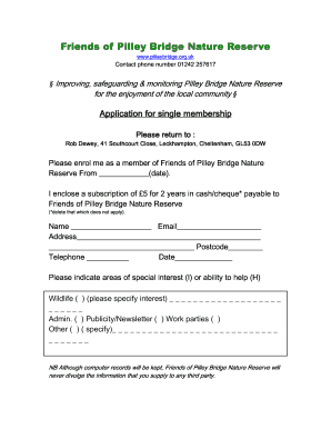 Fillable Online Friends of Pilley Bridge Nature Reserve Fax Email Print ...