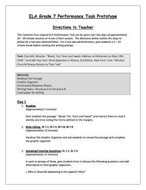 Fillable Online collaborate caedpartners ELA Grade 7 Performance Task ...