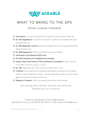 Fillable Online Driver License Checklist Fax Email Print - pdfFiller
