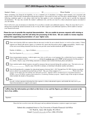 Fillable Online 2017-2018 Request for Budget Increase Fax Email Print ...