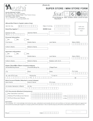 Fillable Online SUPER STORE / MINI STORE FORM Fax Email Print - pdfFiller