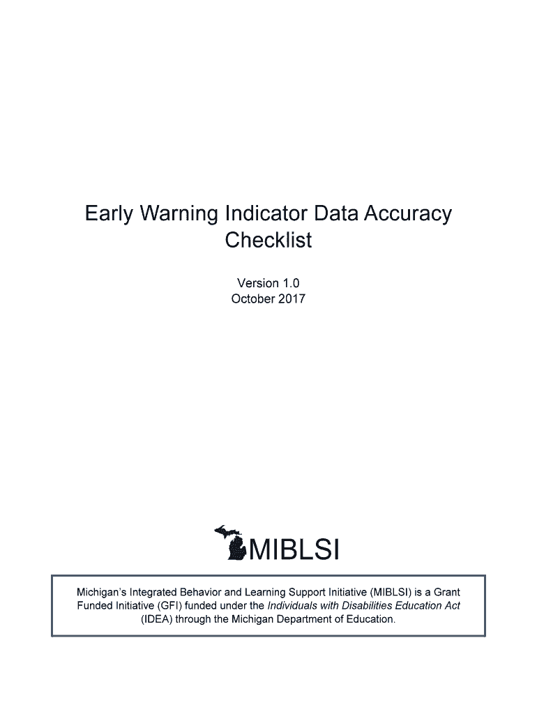 Fillable Online Early Warning Indicator Data Accuracy Fax Email Print ...