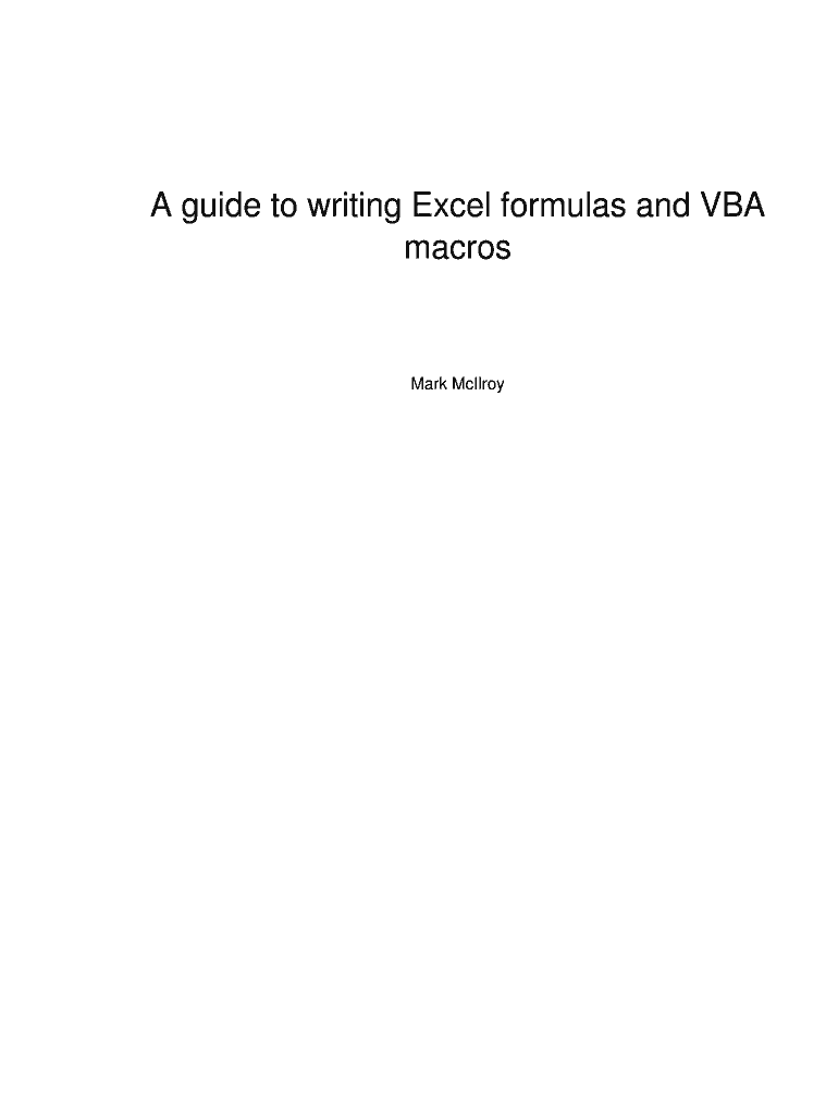 Fillable Online A guide to writing Excel formulas and VBA Fax Email Print - pdfFiller