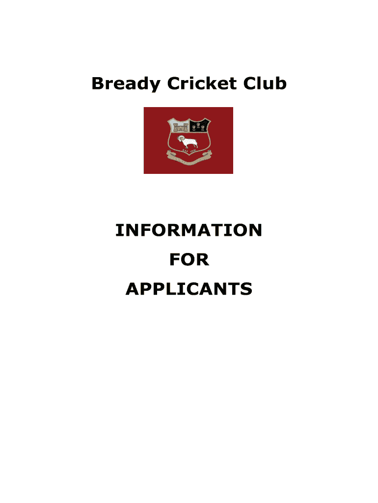 Fillable Online Bready Cricket Club Fax Email Print - pdfFiller