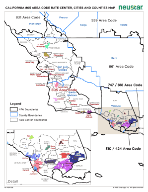 Fillable Online CALIFORNIA 805 AREA CODE RATE CENTER, CITIES AND ...