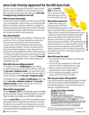 Fillable Online Area Code Overlay Approved for the 805 Area Code Fax ...