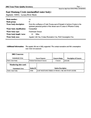 Fillable Online East Mustang Creek (unclassified water body) Fax Email Print - pdfFiller
