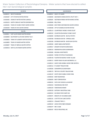 Fillable Online Water System Collection of Bacteriological Samples ...