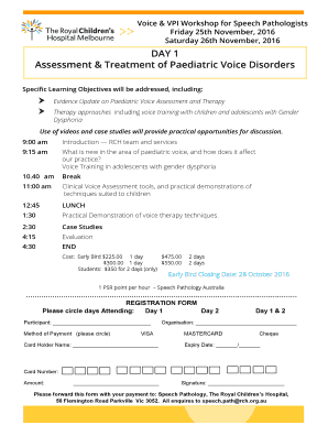 Fillable Online Voice & VPI Workshop for Speech Pathologists Fax Email ...