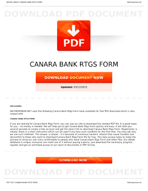 Fillable Online BOOKS ABOUT CANARA BANK RTGS FORM Fax Email Print ...