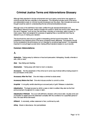 Fillable Online Criminal Justice Terms and Abbreviations Glossary Fax ...
