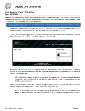 Fillable Online Odyssey CMS Cheat Sheet Fax Email Print - pdfFiller