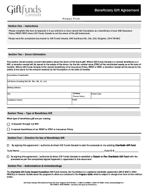 Fillable Online Beneficiary Gift Agreement Fax Email Print - pdfFiller